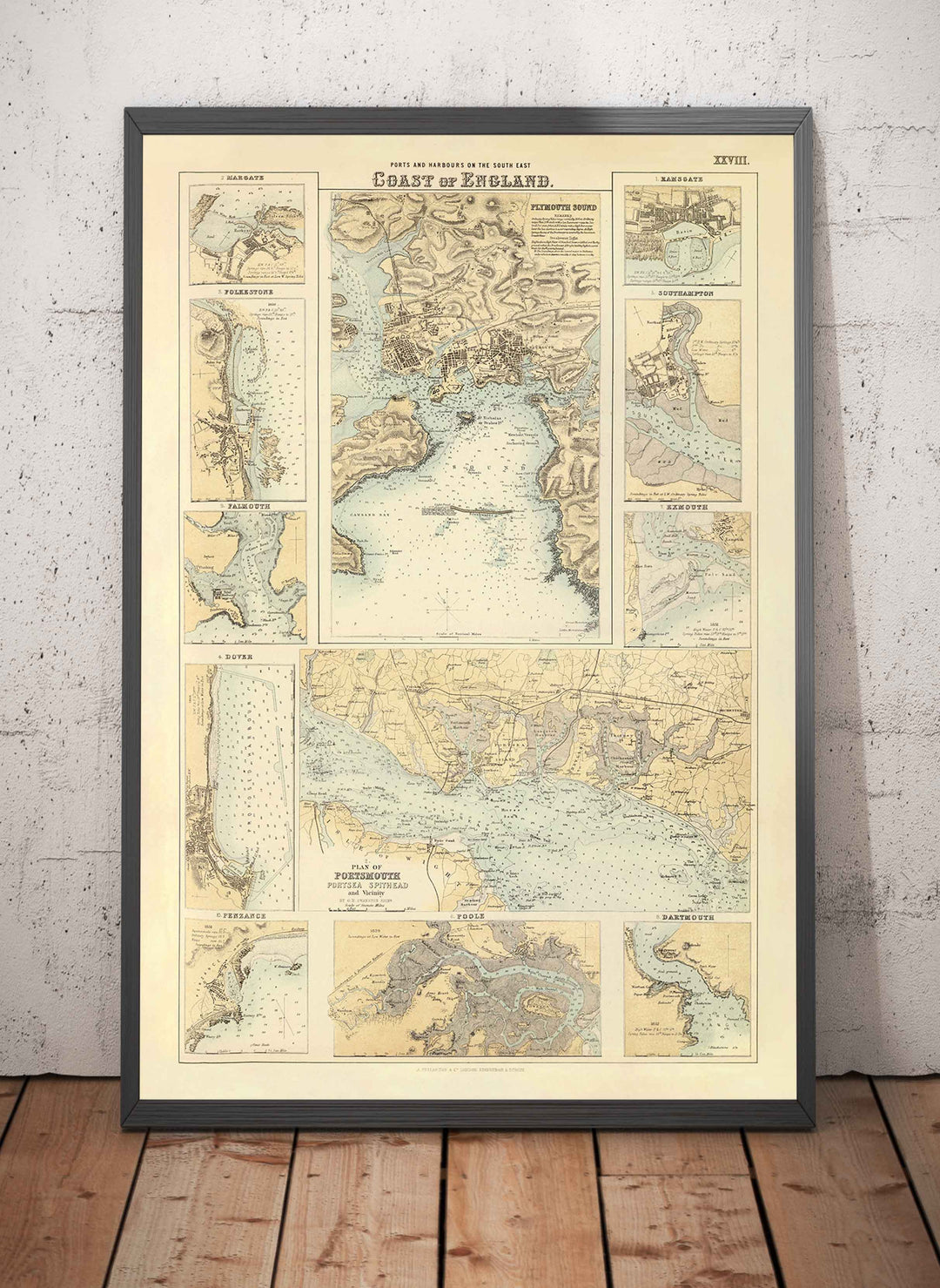 Old Map of the Ports & Harbours in South East of England, 1872 by Full ...