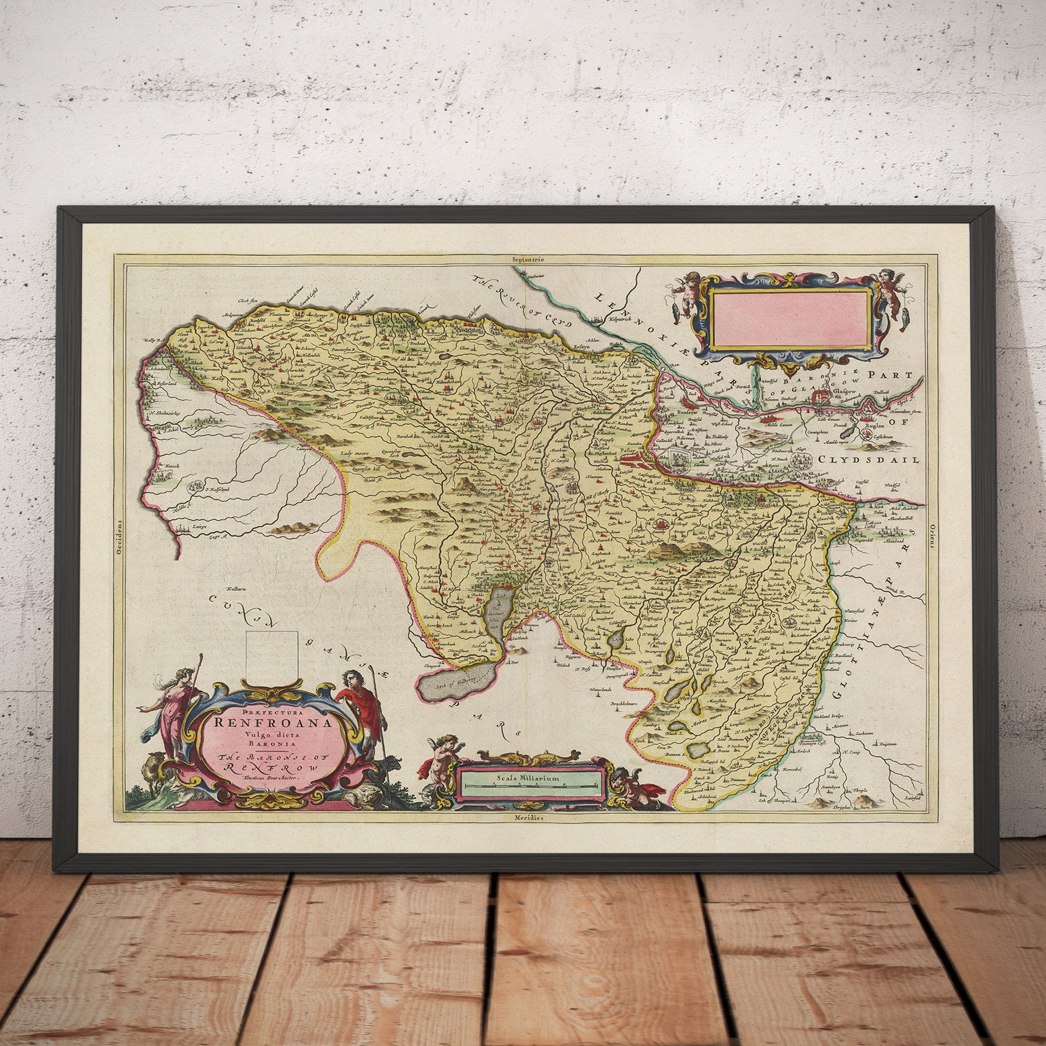 Old Map of Renfrewshire in 1665 by Joan Blaeu - Glasgow, Renfrew, Pais ...