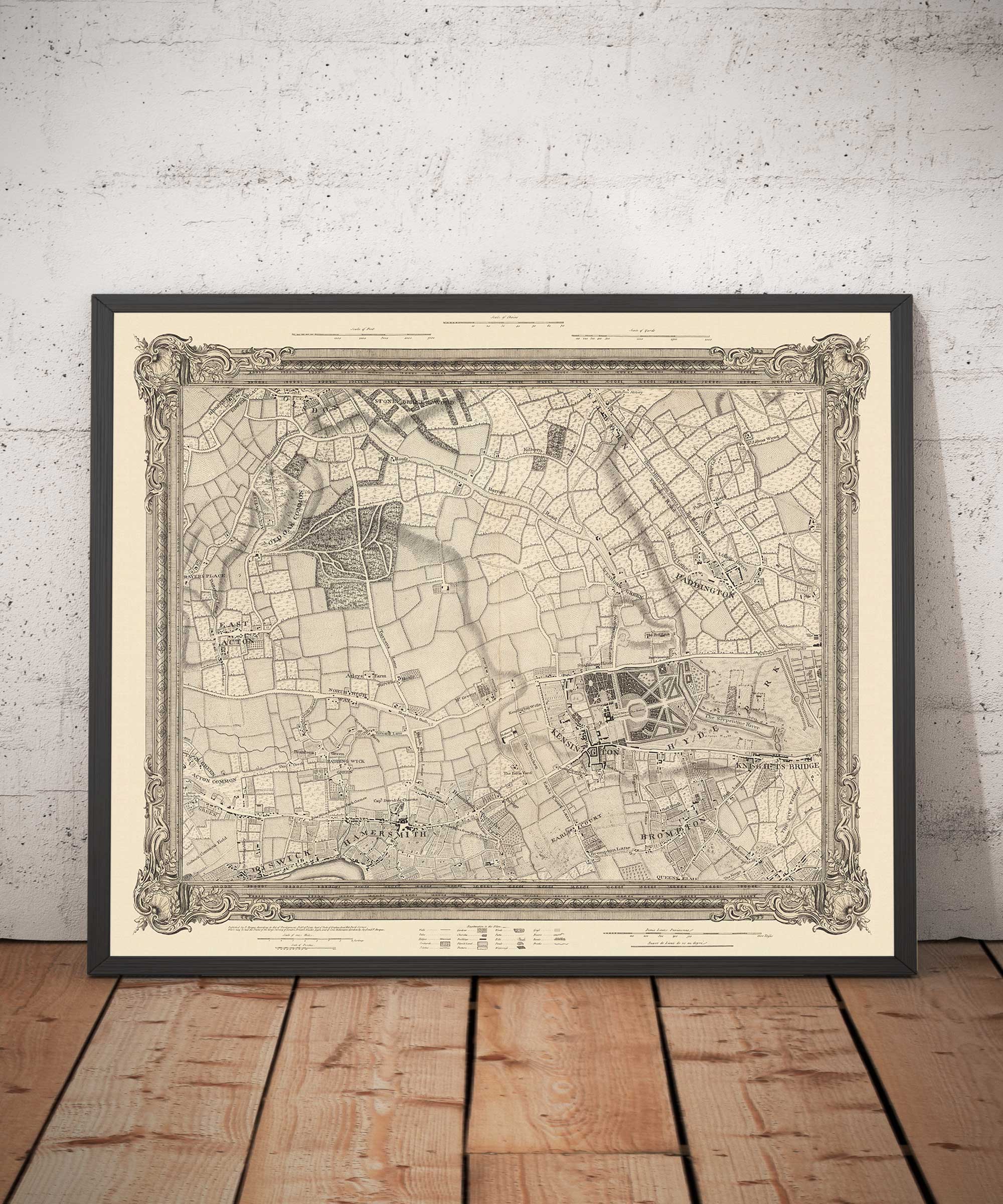 Old Map of West and Central London in 1746 by John Rocque - Hamersmith ...