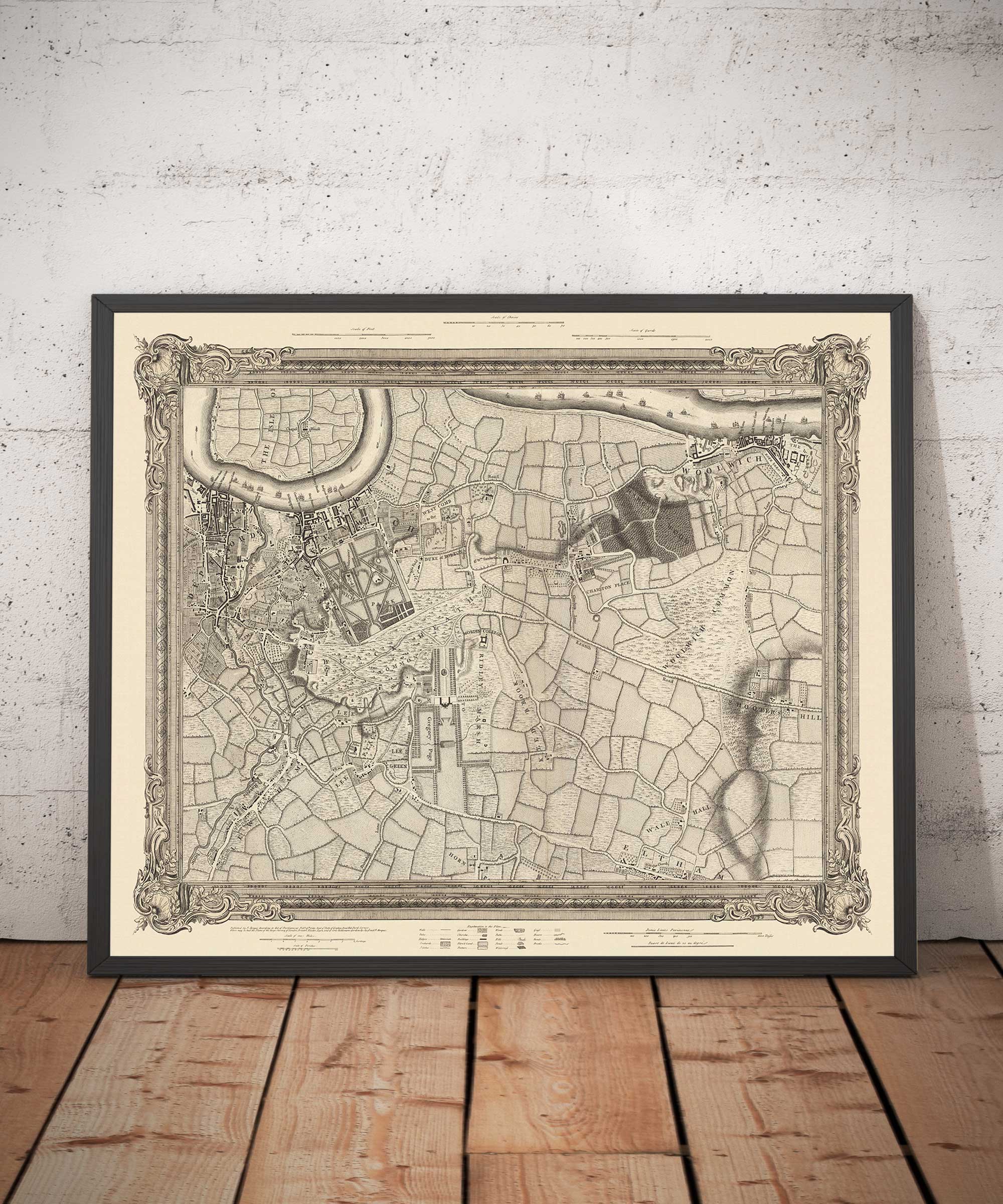 Old Map of South East London in 1746 by John Rocque - Lewisham, Woolwi ...