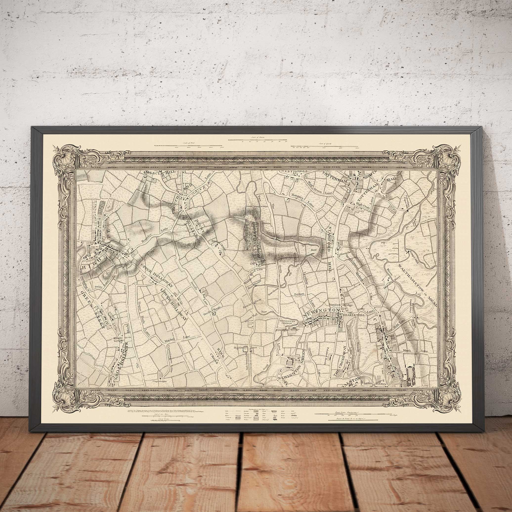 Old Map of North London in 1746 by John Rocque - Highgate, Clapton, St ...