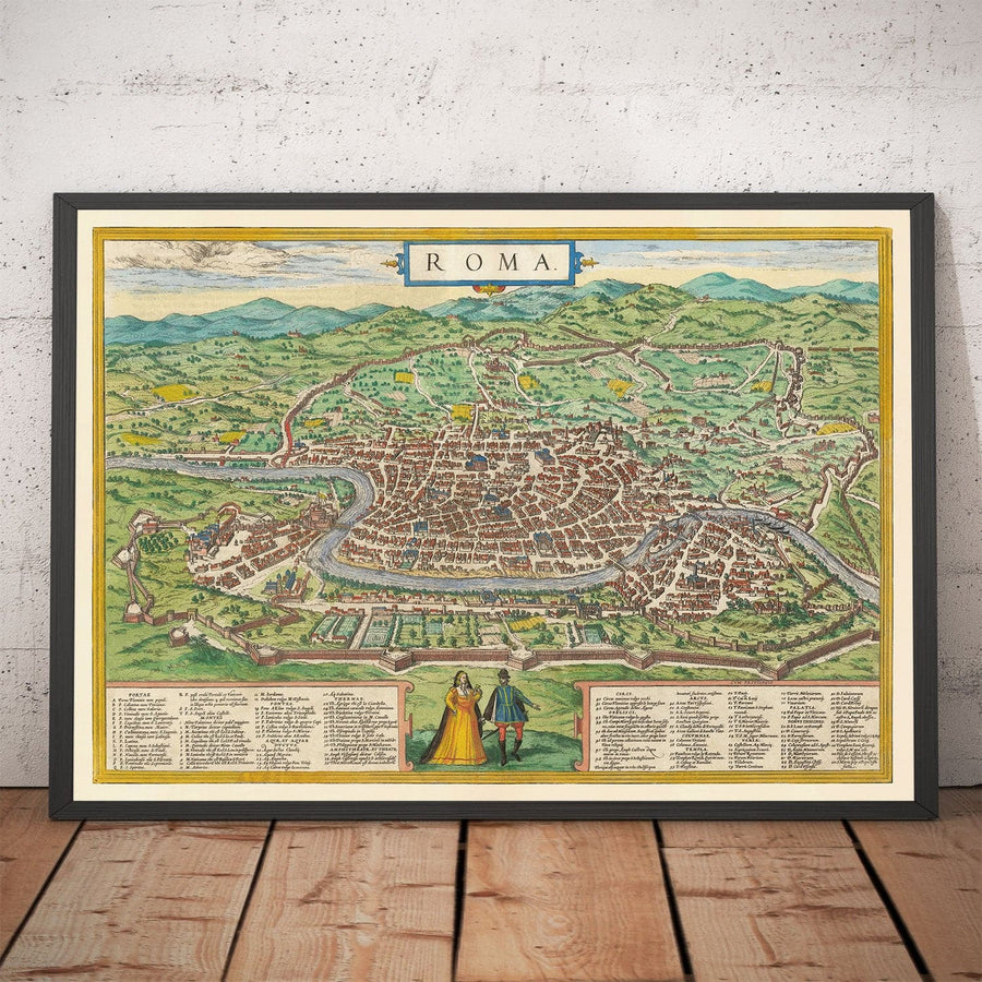 Old Map of Rome, 1572 by Braun - Vatican City, Papal Palace, Forum, Pa ...