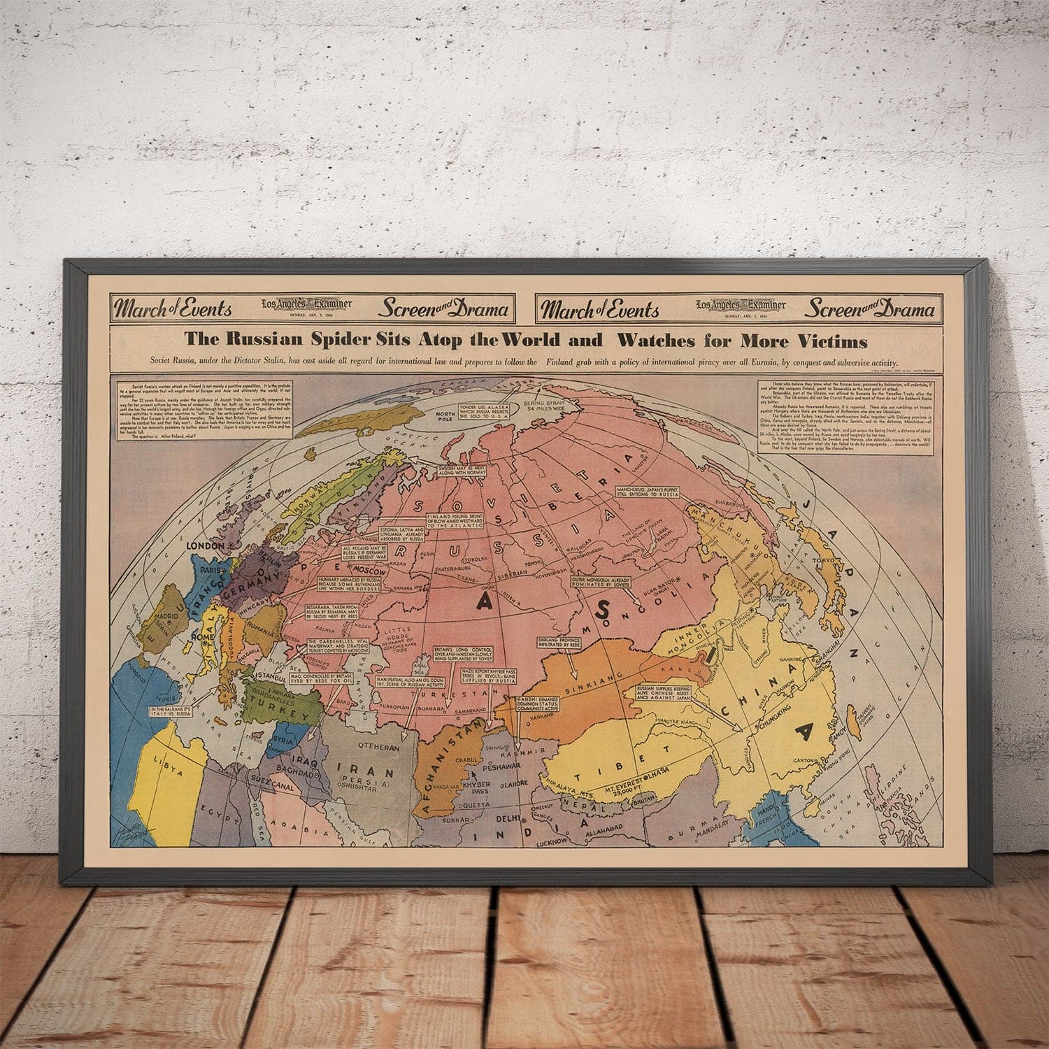World War 2 Anti USSR Propaganda Poster Map of Europe & Asia - The Sov ...