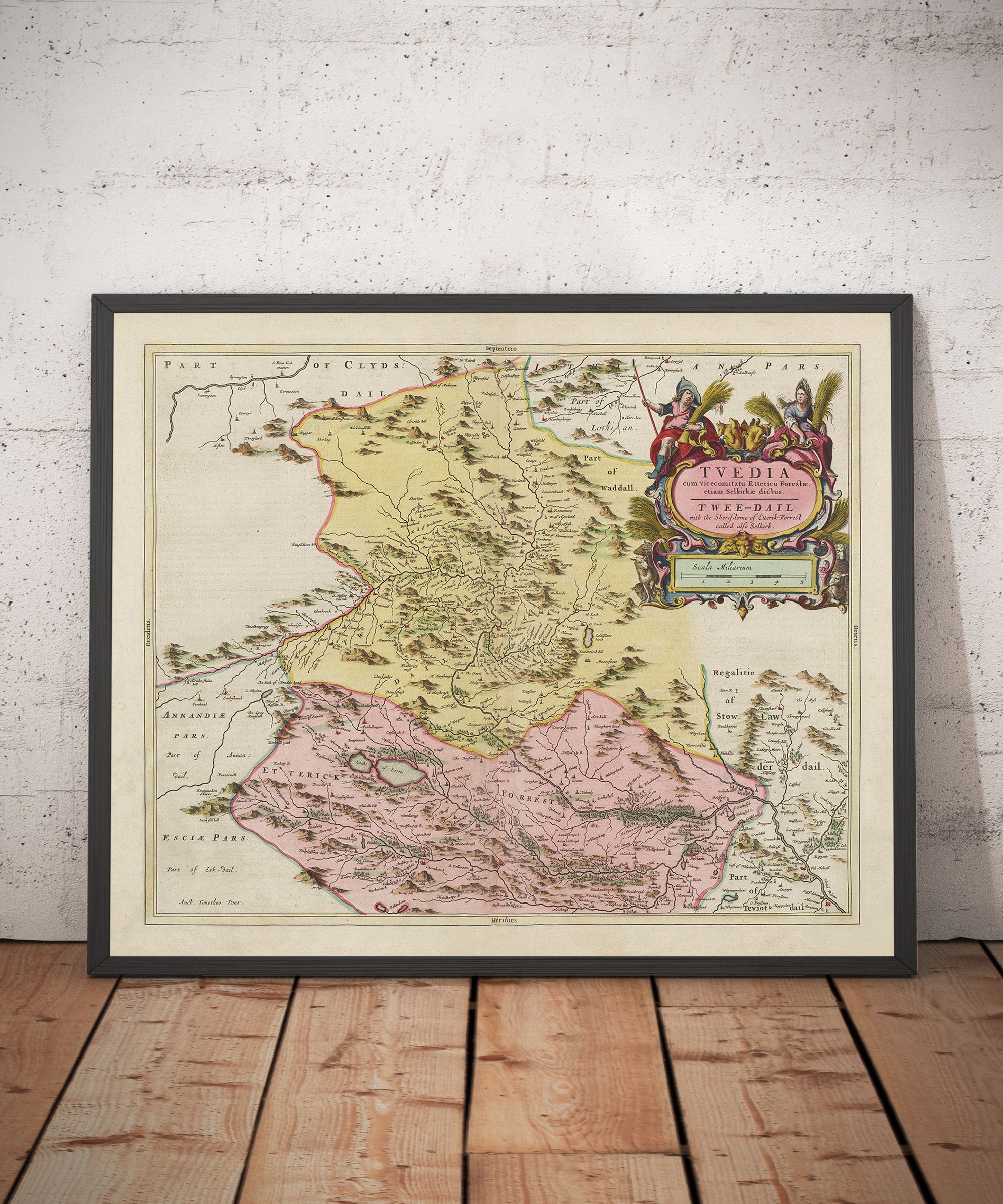 Old Map of Selkirkshire in 1665 by Joan Blaeu - Selkirk, Lindean, Darn ...