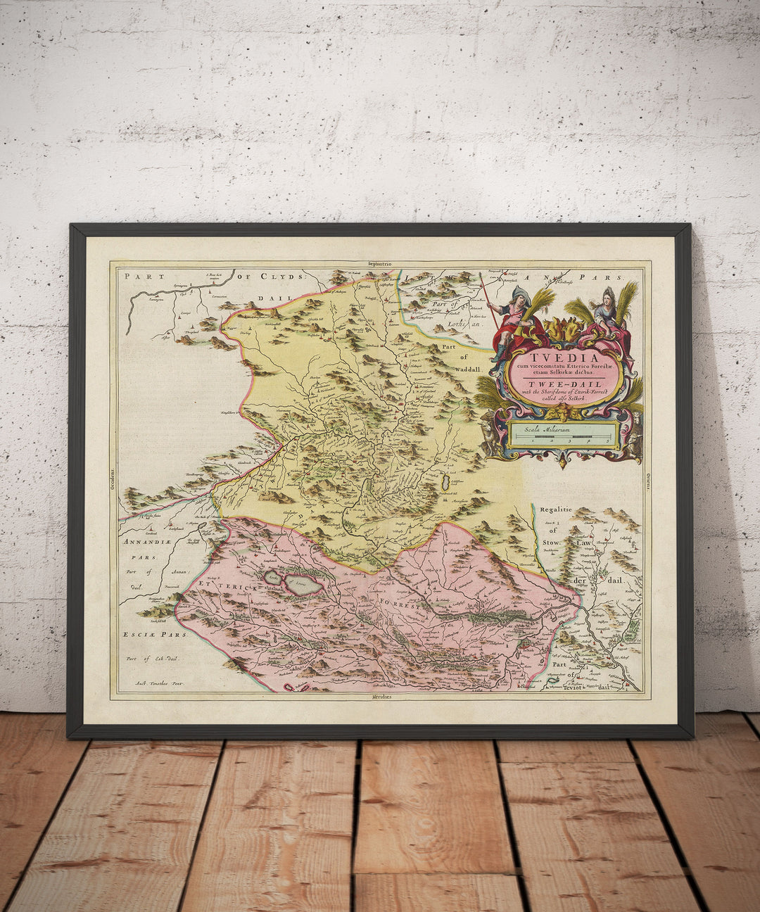 Old Map of Selkirkshire in 1665 by Joan Blaeu - Selkirk, Lindean, Darn ...