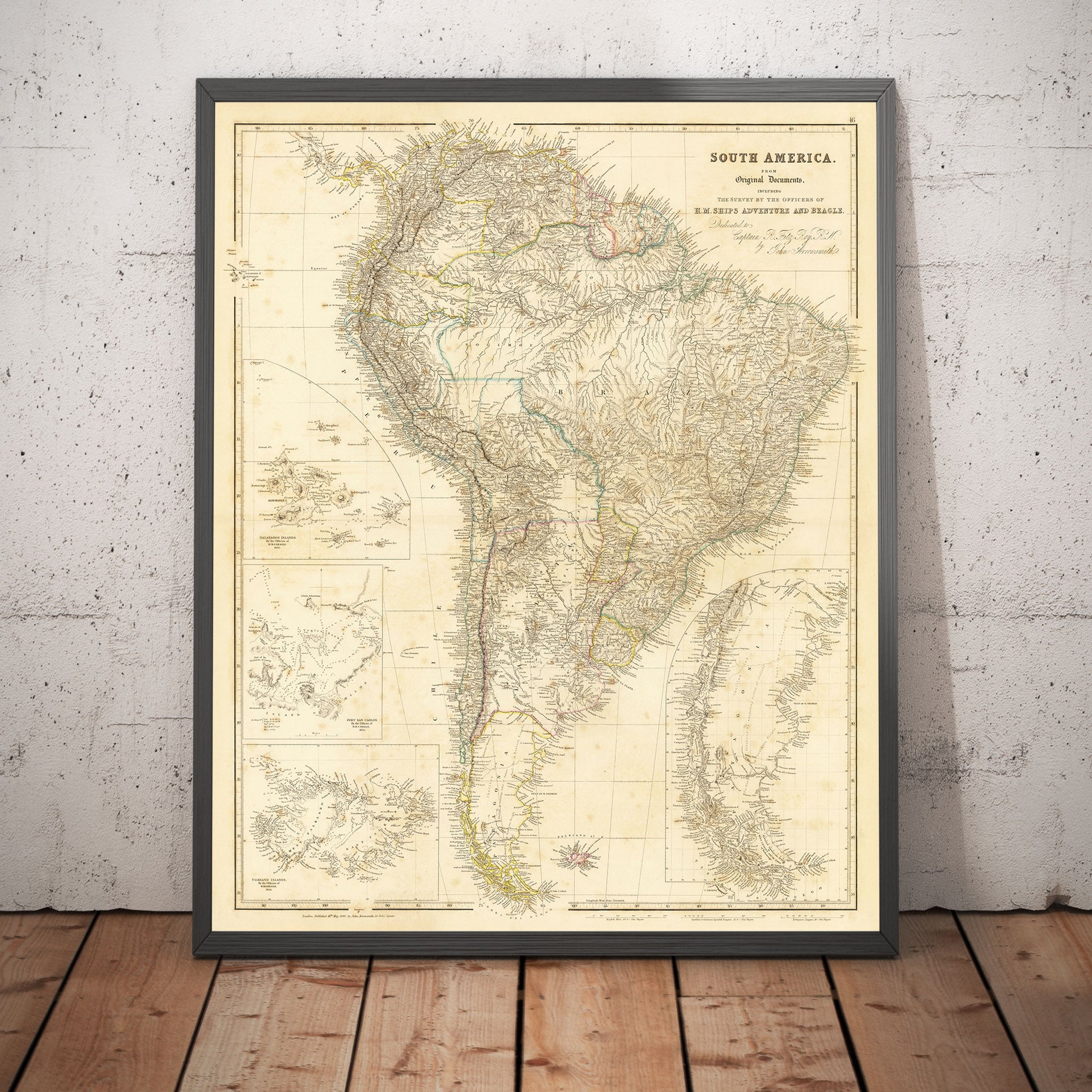 Old Map of South America, 1839 by Arrowsmith - Brazil, Galapagos, Isla ...