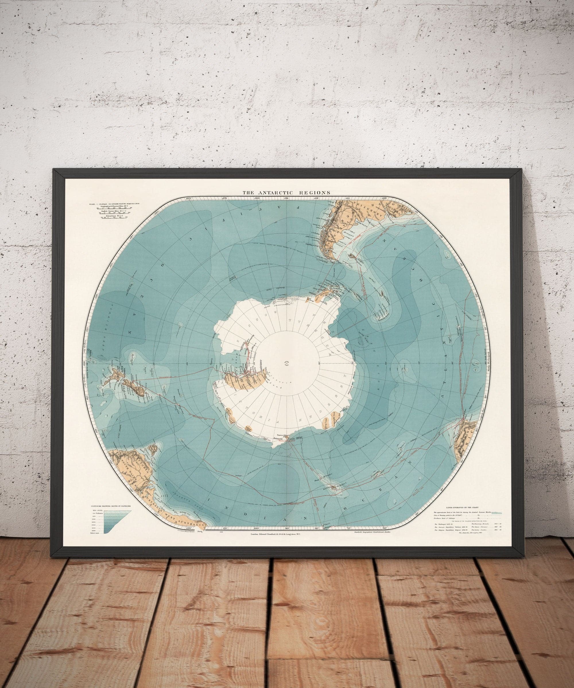 Old Antarctica South Pole Map 1904 by Stanford - Vintage Atlas Explore ...