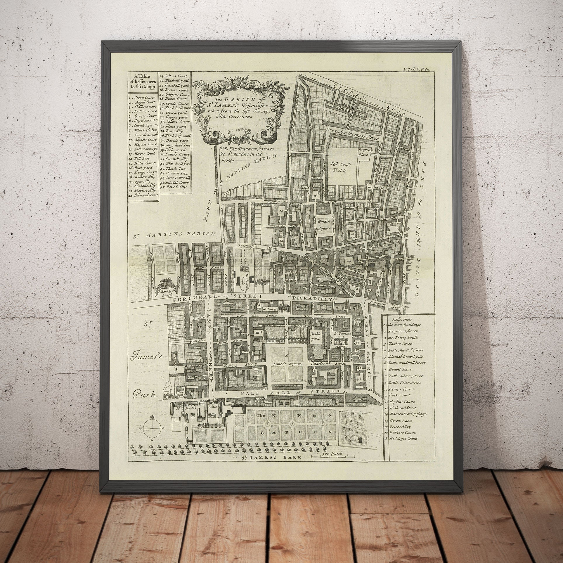 Old Map of St James's Parish, 1720 by Strype and Stow - London ...