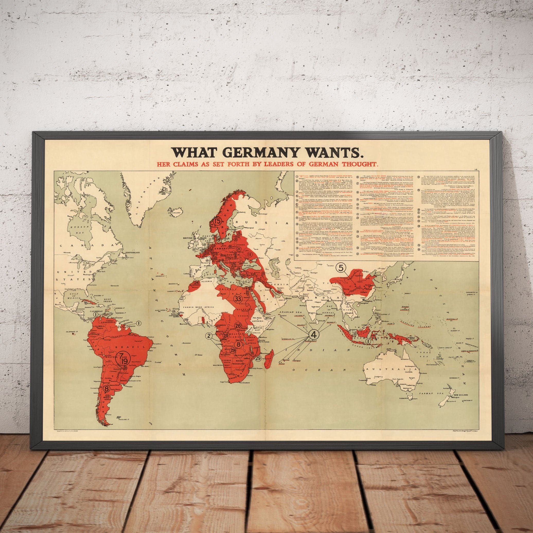 What Germany Wants, 1916, World War I & II Nazi Atlas Map – The Unique ...