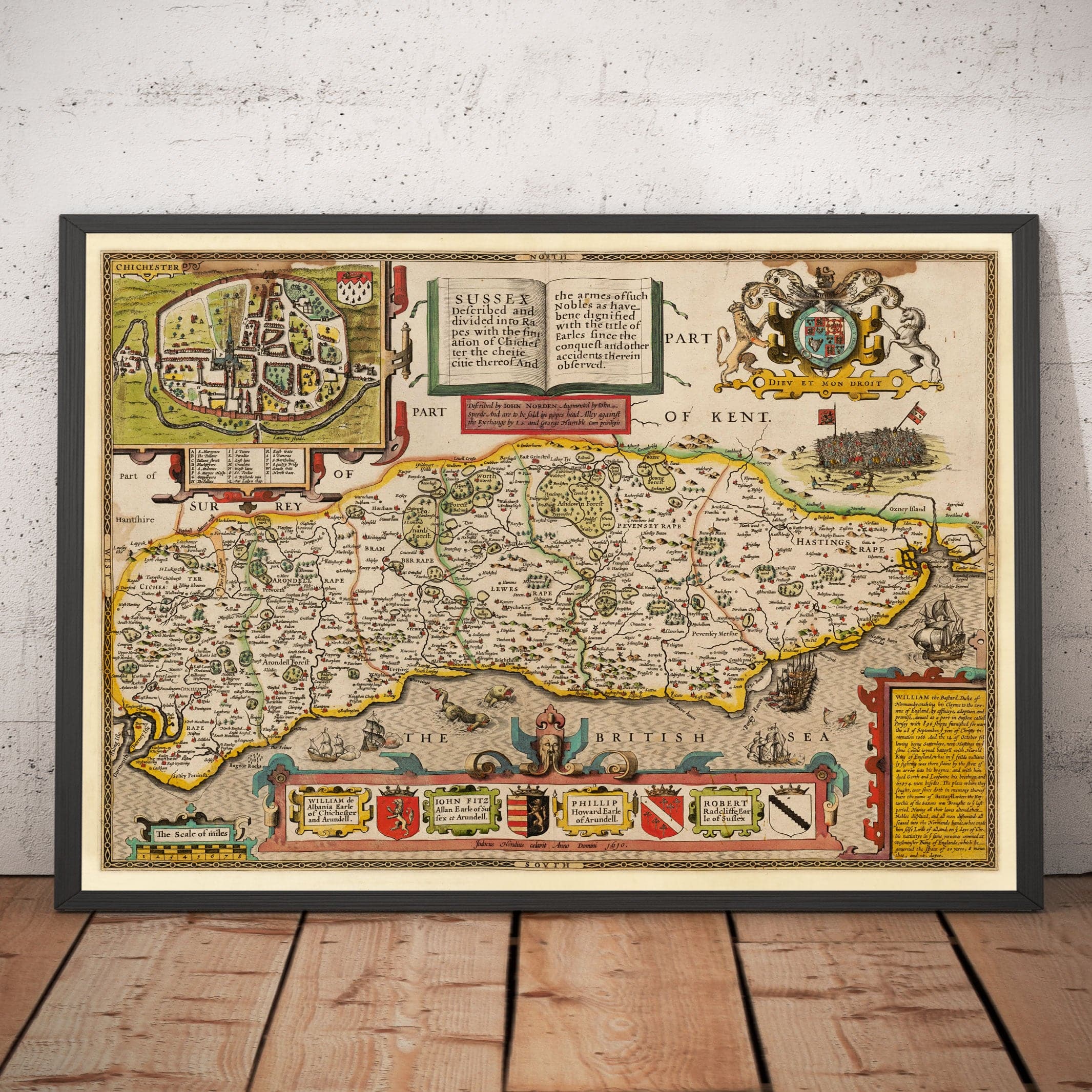 Old Map of Sussex in 1611 by John Speed - Worthing, Crawley, Brighton ...