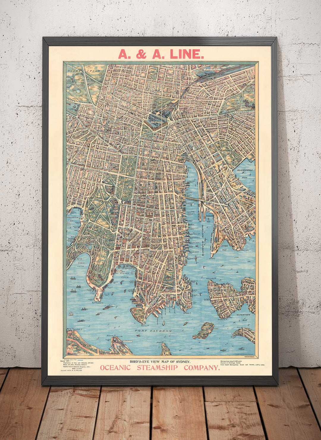 Old Map of Sydney 1902 by John Andrew - Coves Bays, Harbours, Port Jac ...