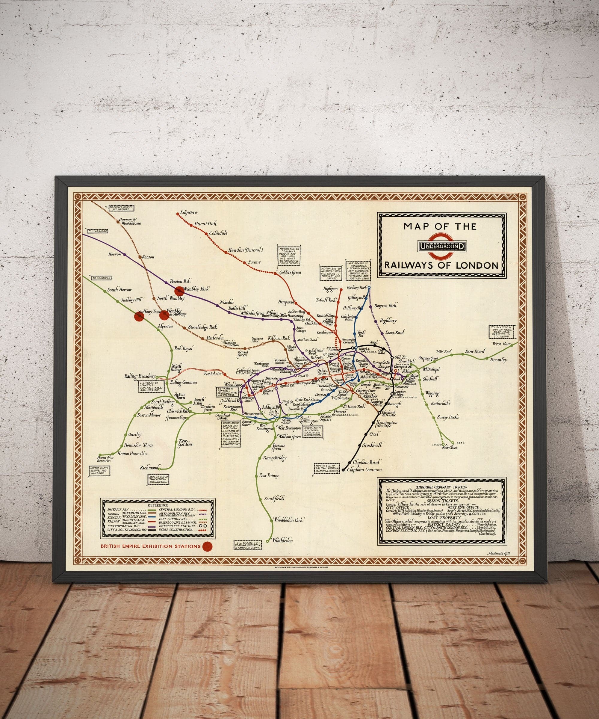 Old London Underground Tube Map, 1923 - Oxford Circus, Piccadilly, Cen ...