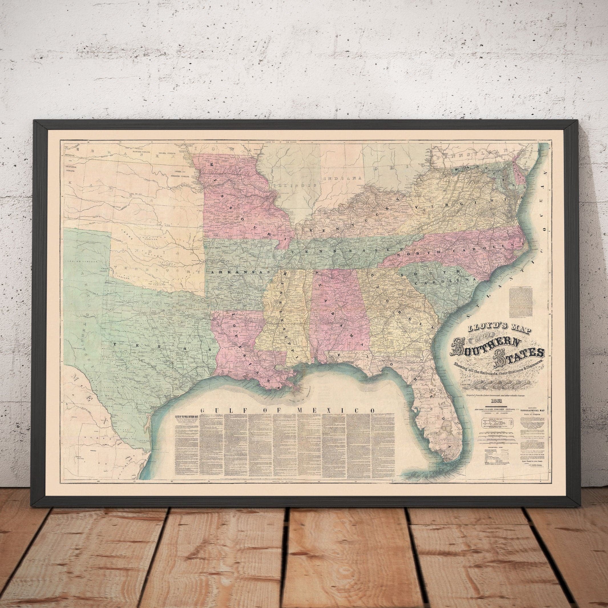 Lloyd's Map of the Southern States, 1862 - Rare Old Confederacy Civil ...