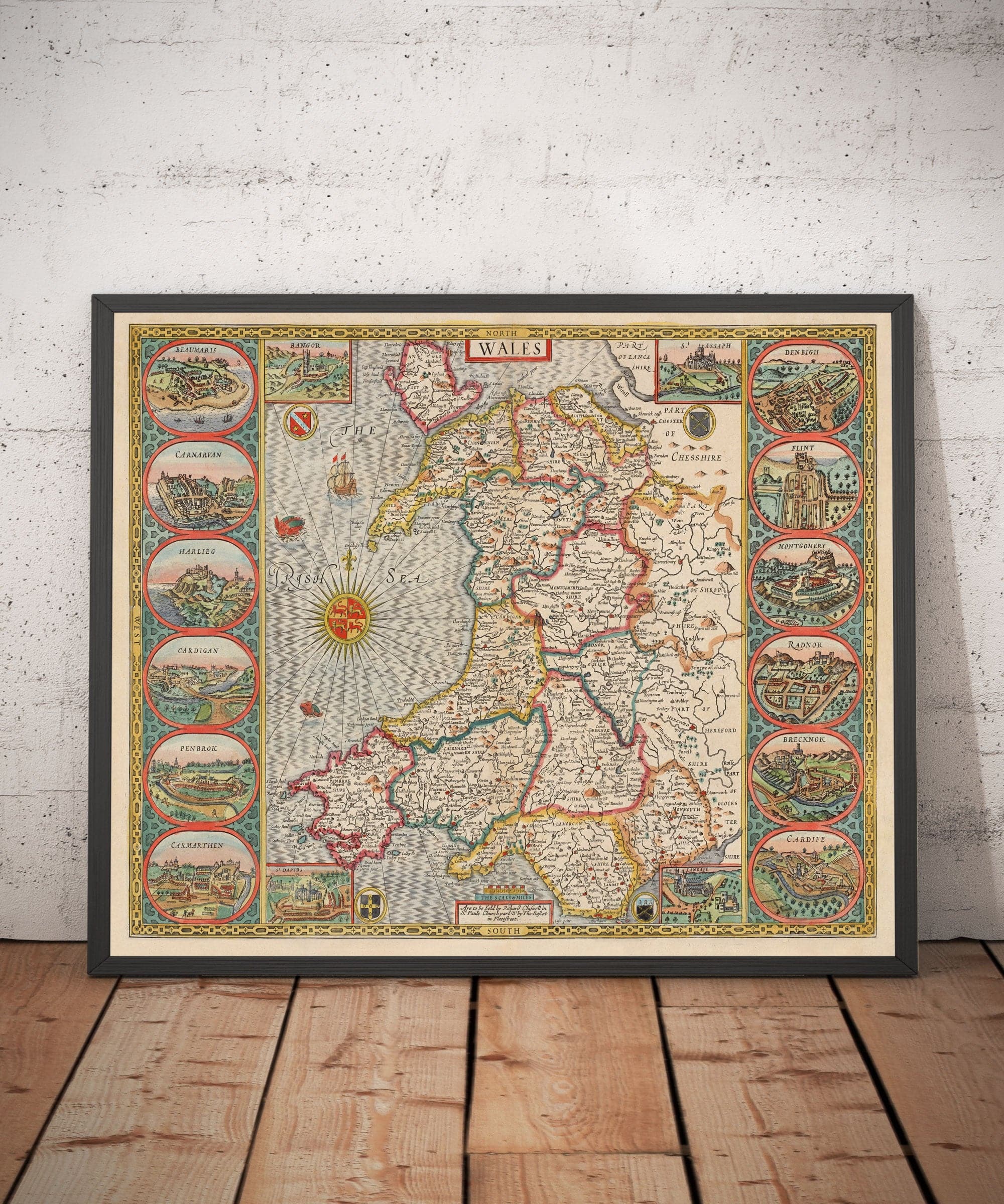 Old Colour Map of Wales, Cymru by John Speed, 1610 – The Unique Maps Co.