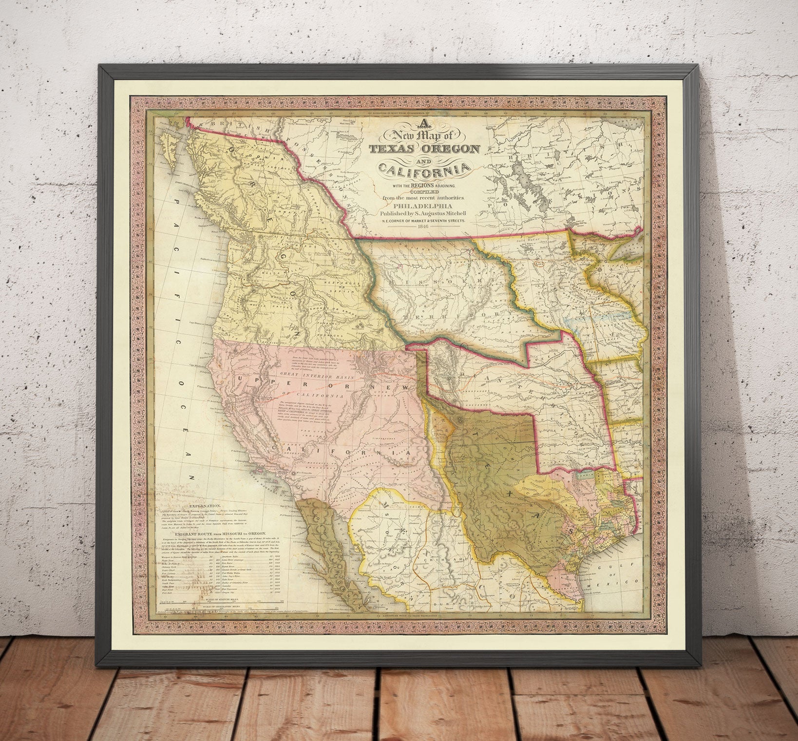 Old Map of the Western USA, 1846 by Samuel Mitchell - Big California ...