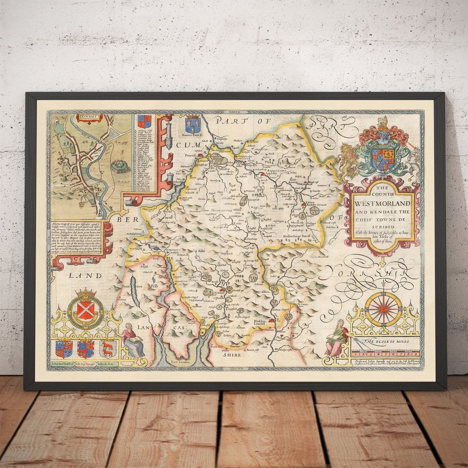 Old Map of Westmorland, 1611 by John Speed - Lake District, Cumbria, K ...