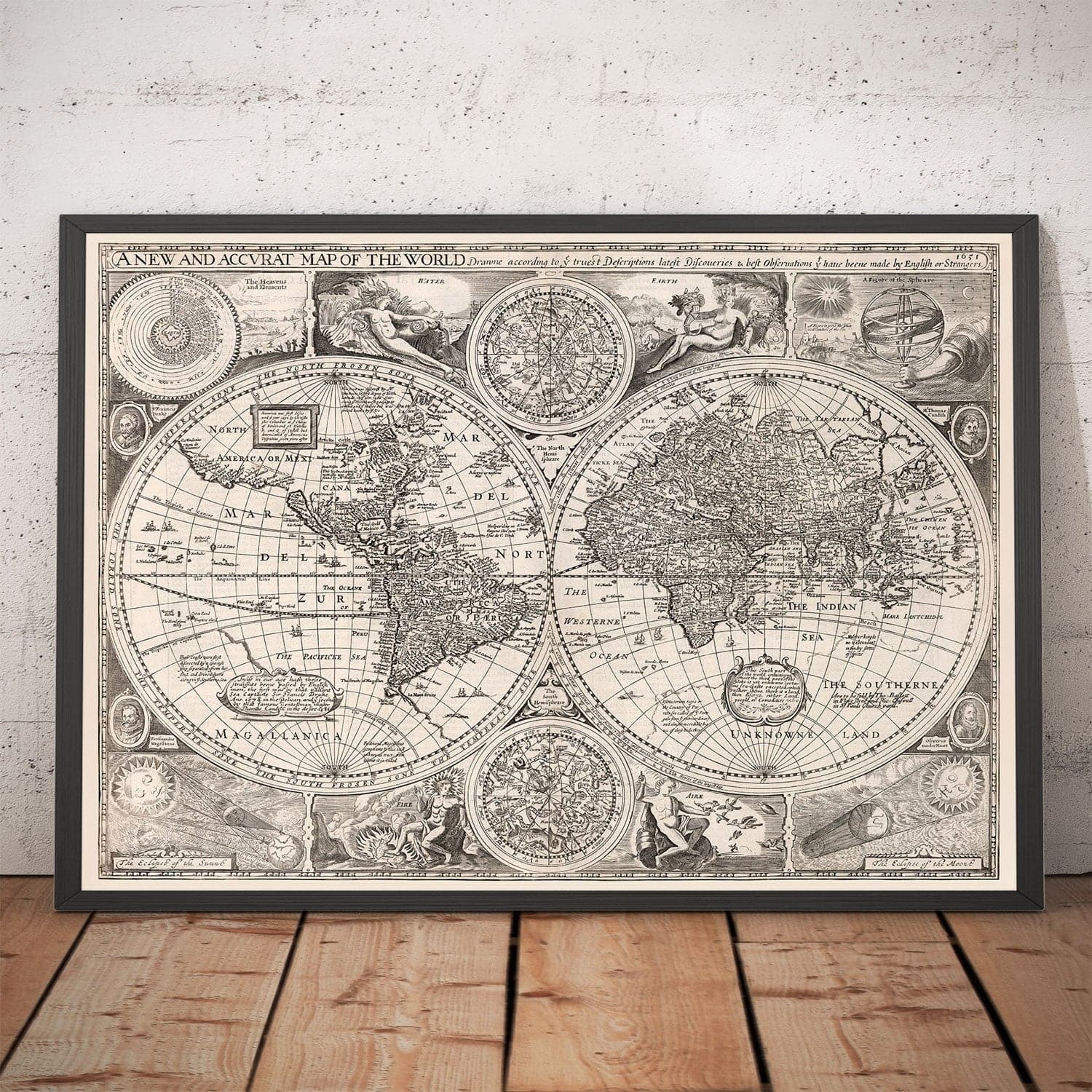 Old World Atlas Map from 1651 by John Speed - Rare Monochrome Copperpl ...
